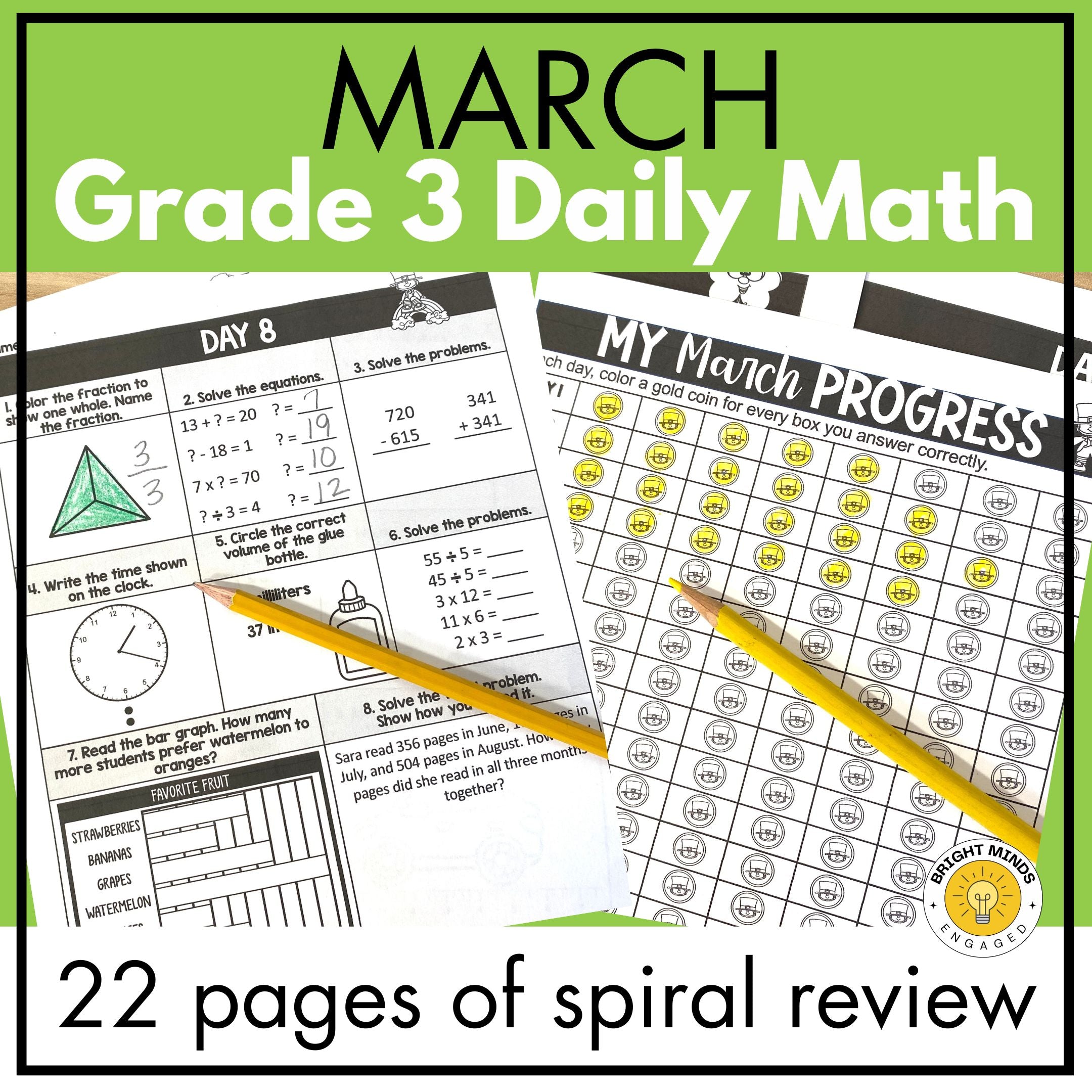 March 3rd Grade Daily Math Practice Worksheets – Bright Minds Engaged