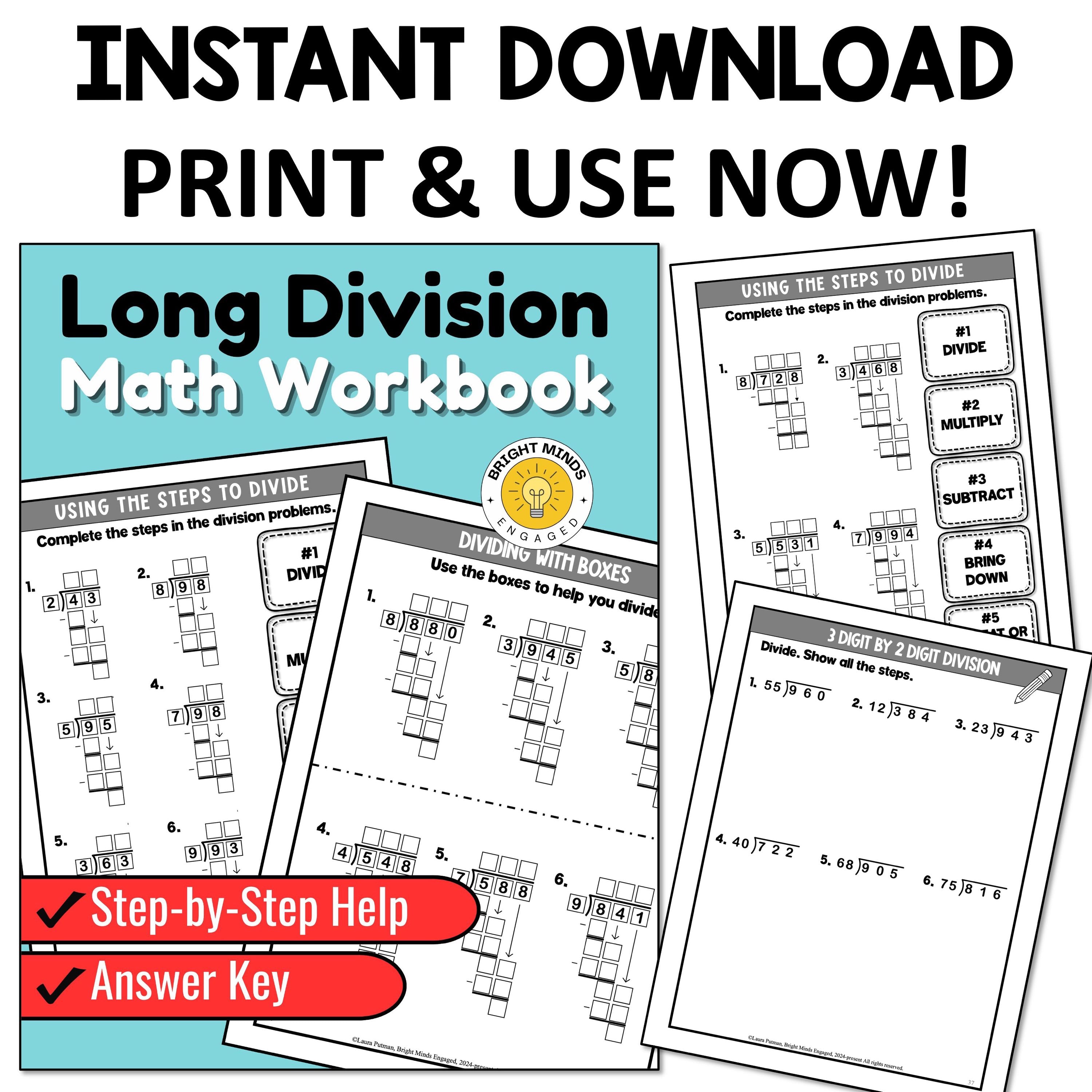 Long Division Instant Download Workbook – Bright Minds Engaged